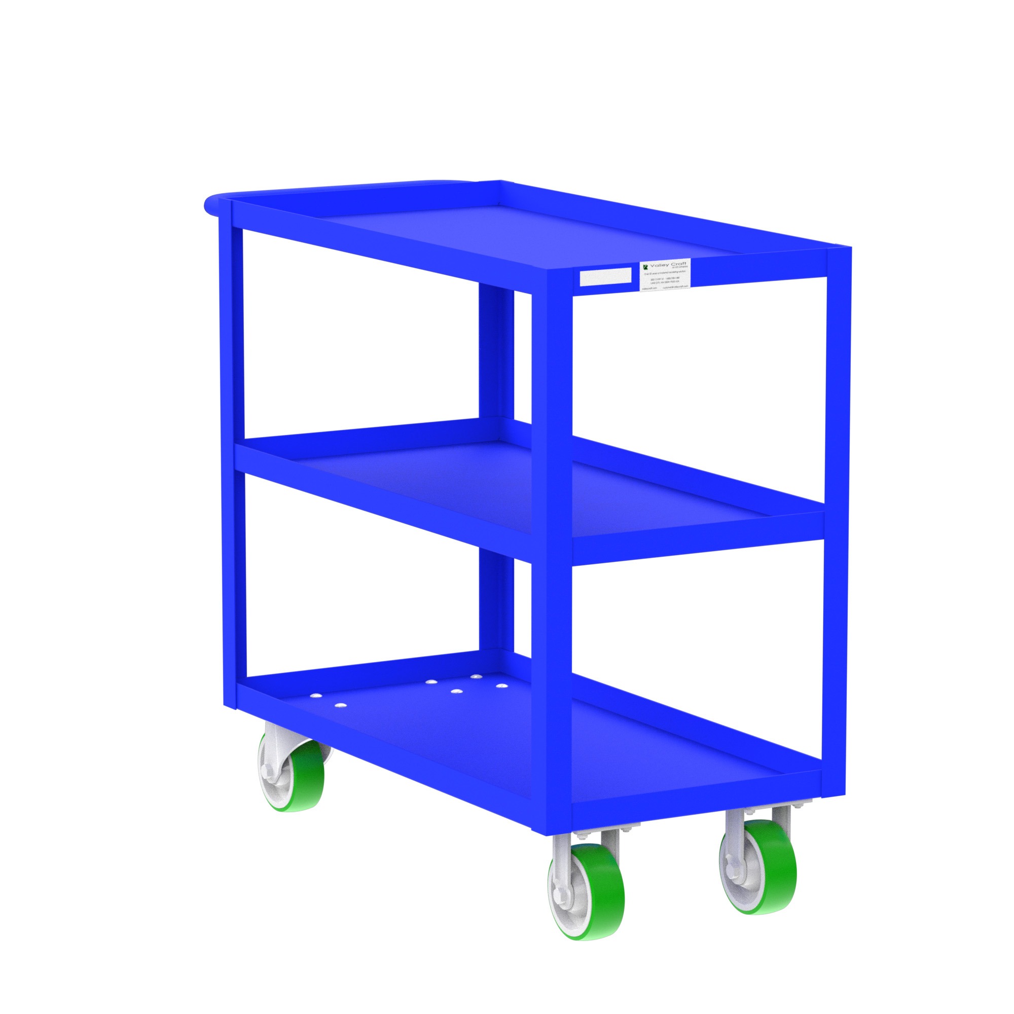 3-Shelf 12 Gauge Utility Cart, 36x18", Blue - Valley Craft