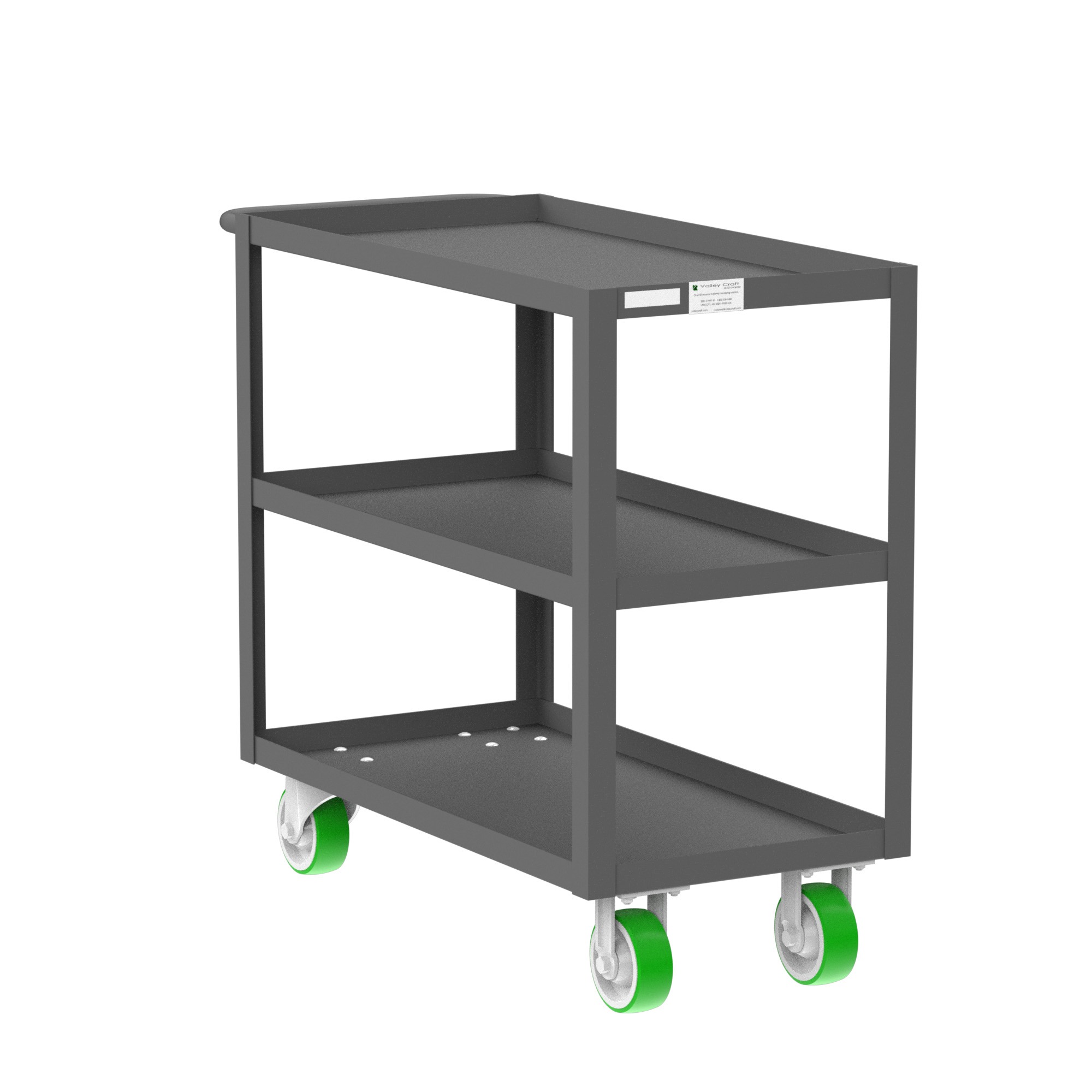 3-Shelf 12 Gauge Utility Cart, 36x18", Gray - Valley Craft