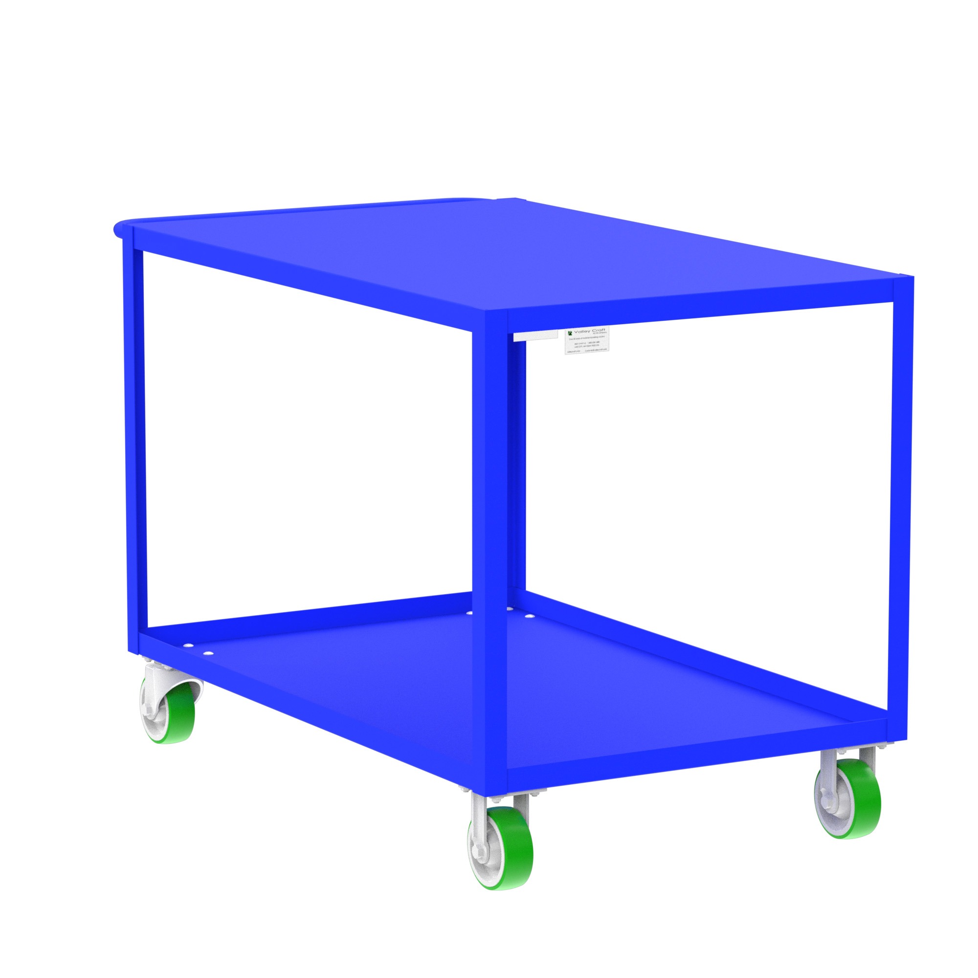 2-Shelf 12 Gauge Utility Cart, 48x30", Flat Top, Blue - Valley Craft