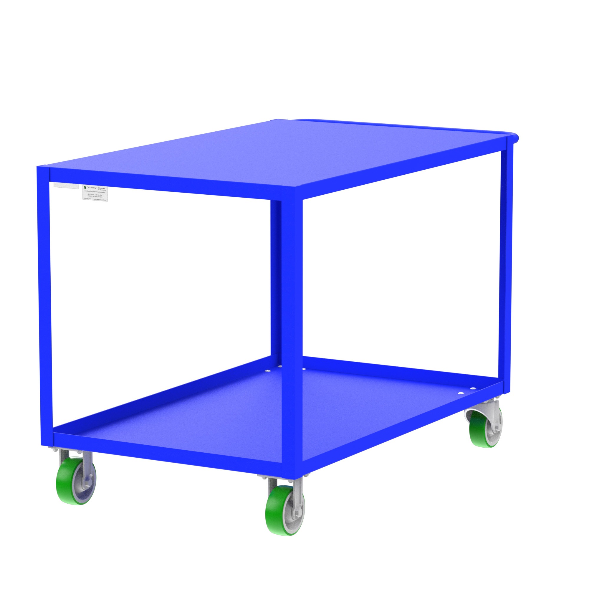2-Shelf 12 Gauge Utility Cart, 48x30", Flat Top, Blue - Valley Craft