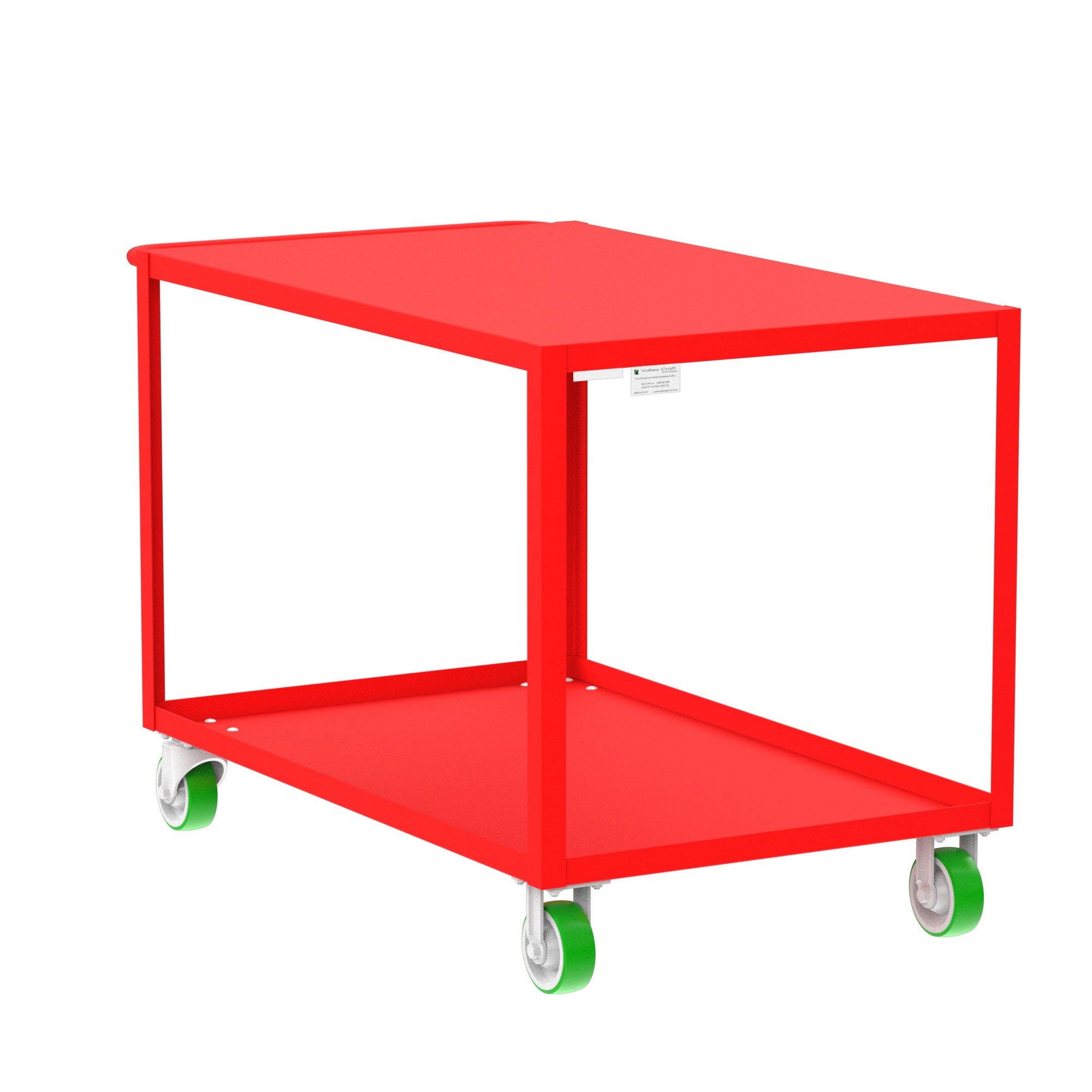 2-Shelf 12 Gauge Utility Cart, 48x30", Flat Top, Red - Valley Craft