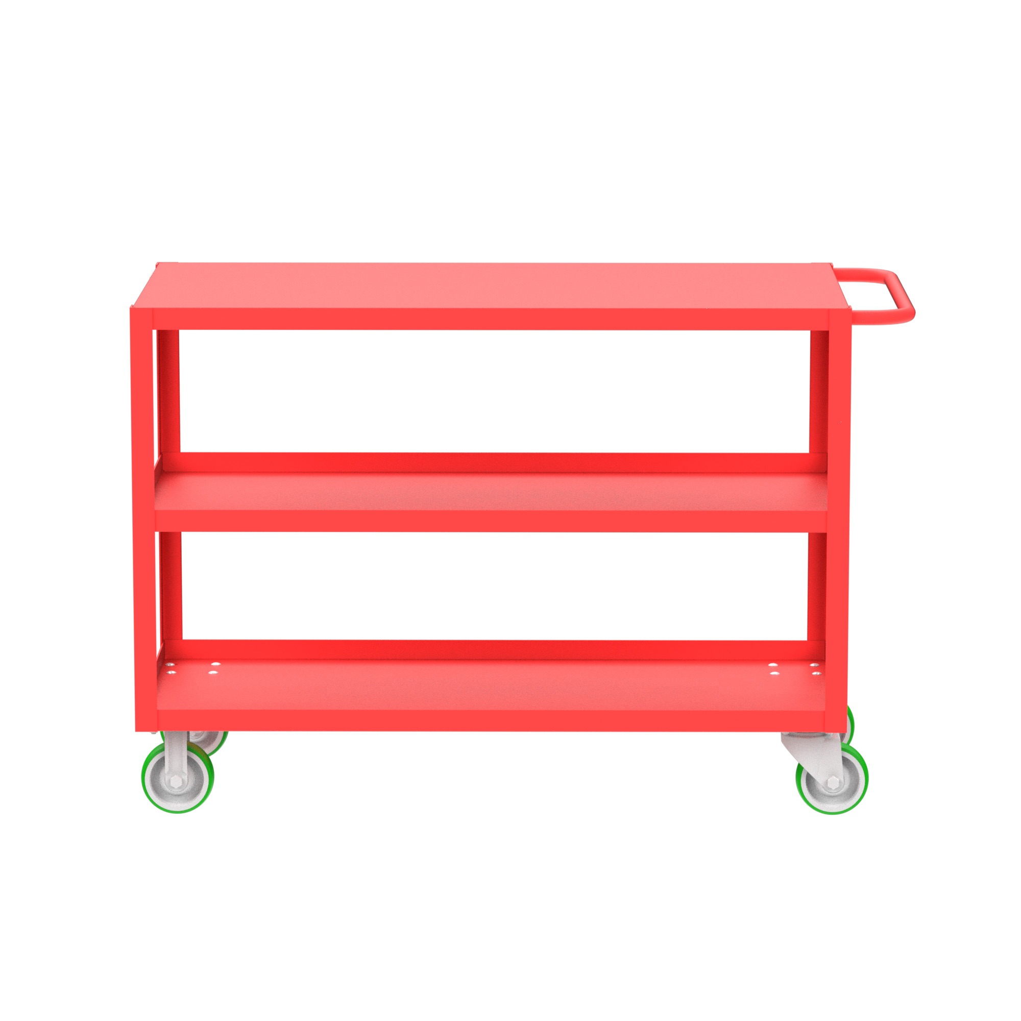 3-Shelf 12 Gauge Utility Cart, 48x24", Flat Top, Red - Valley Craft