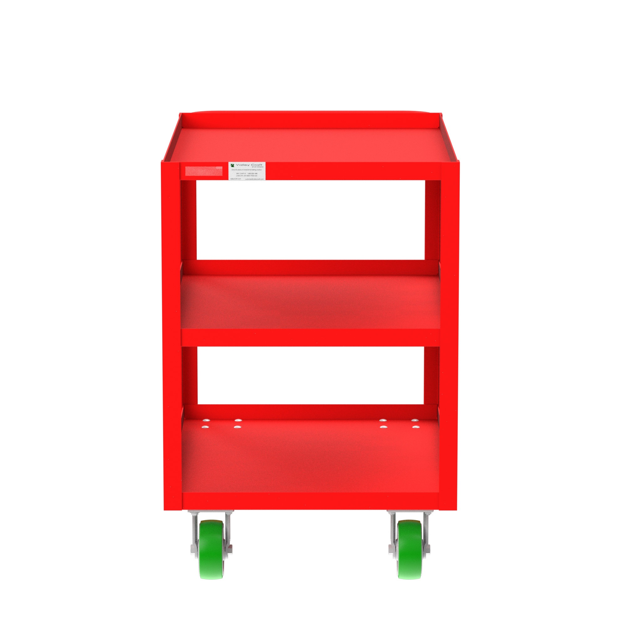 3-Shelf 12 Gauge Utility Cart, 36x24", Red - Valley Craft