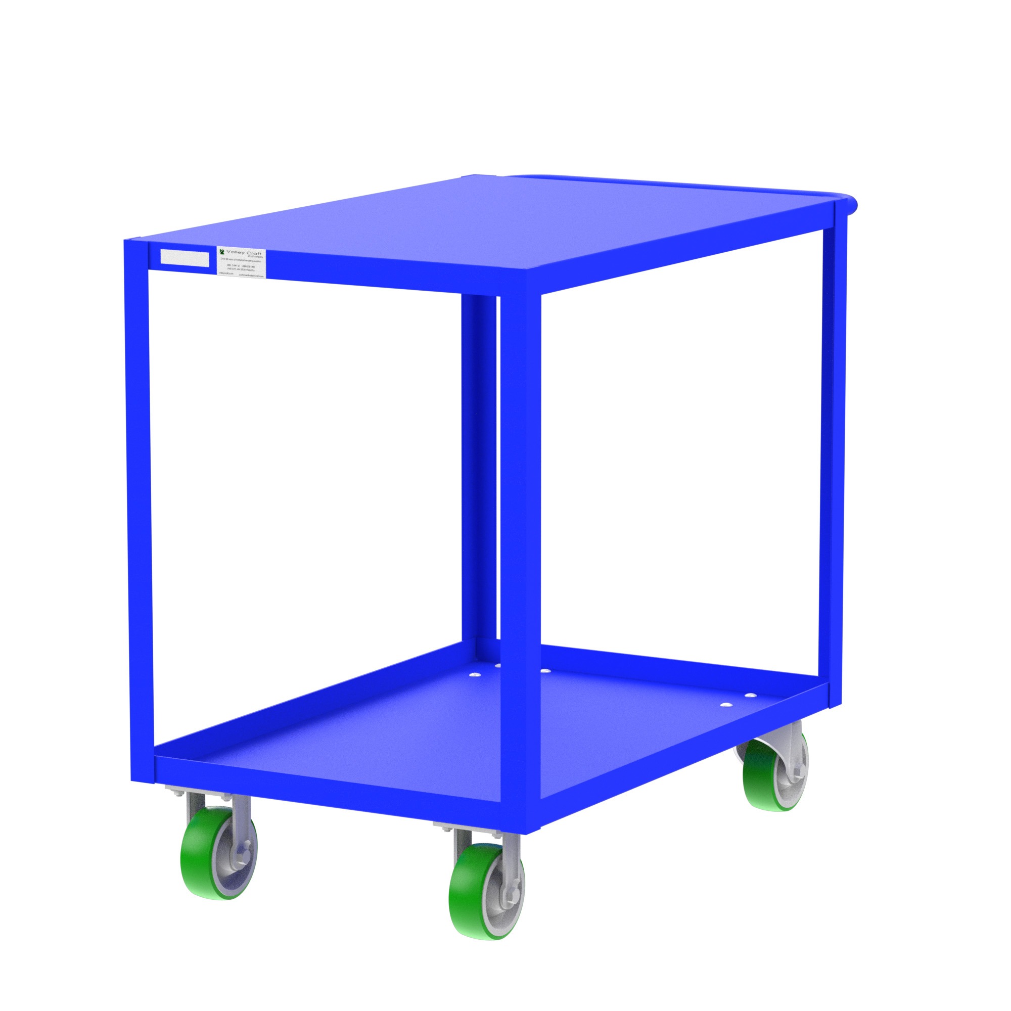2-Shelf, 36 X 24" Flat Top Cart, Blue - Valley Craft