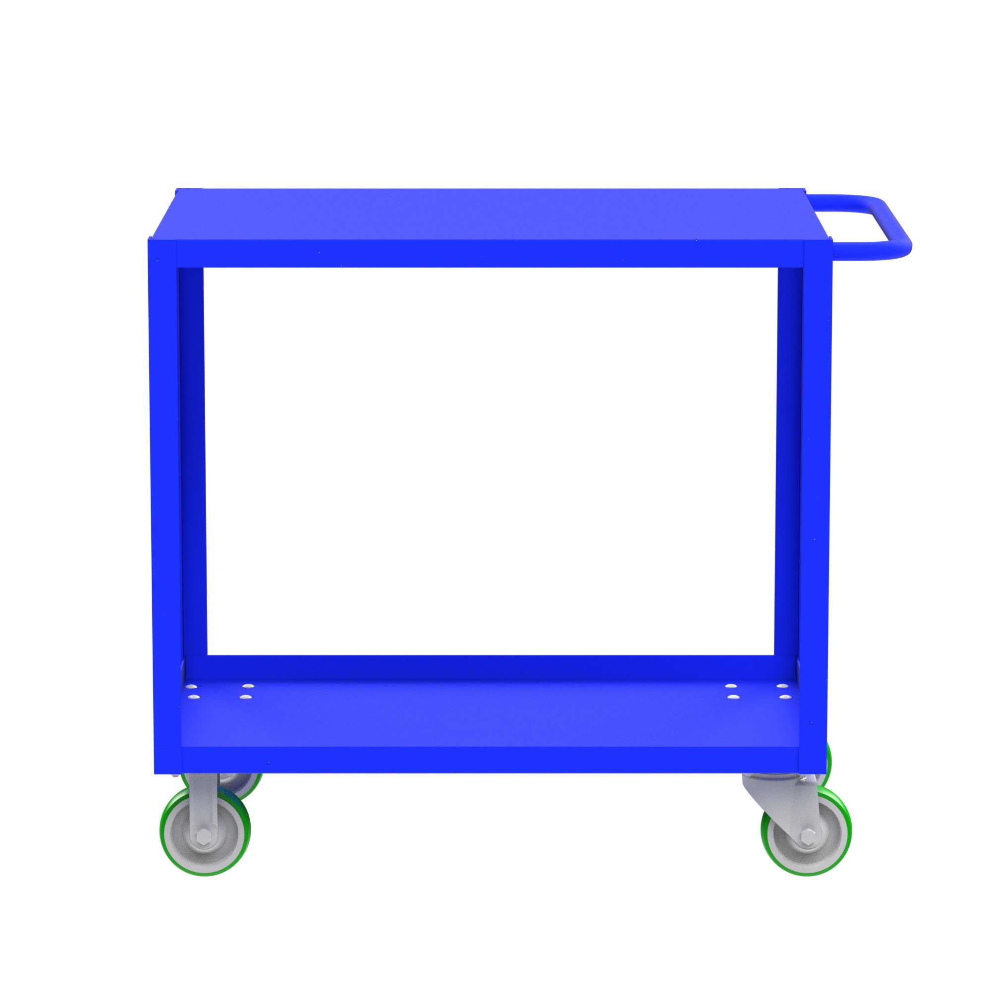 2-Shelf, 36 X 24" Flat Top Cart, Blue - Valley Craft