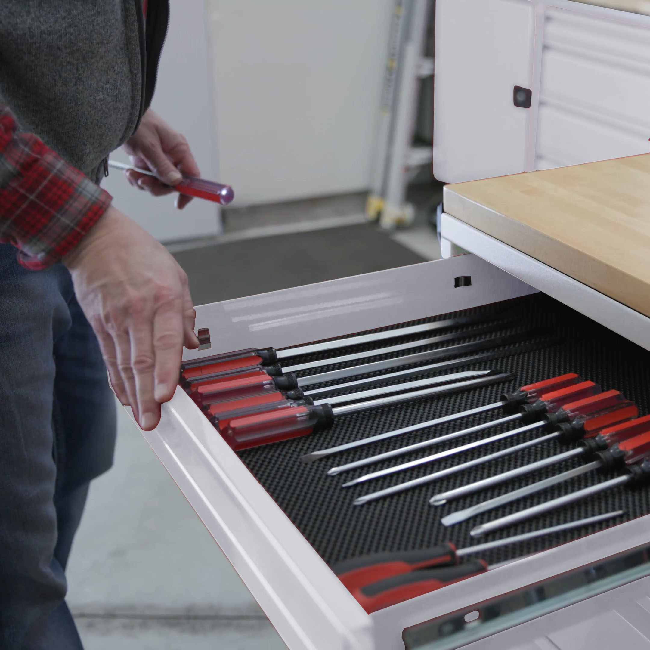 48" Workbench With Drawers | White Workbench With Drawers - Valley Craft