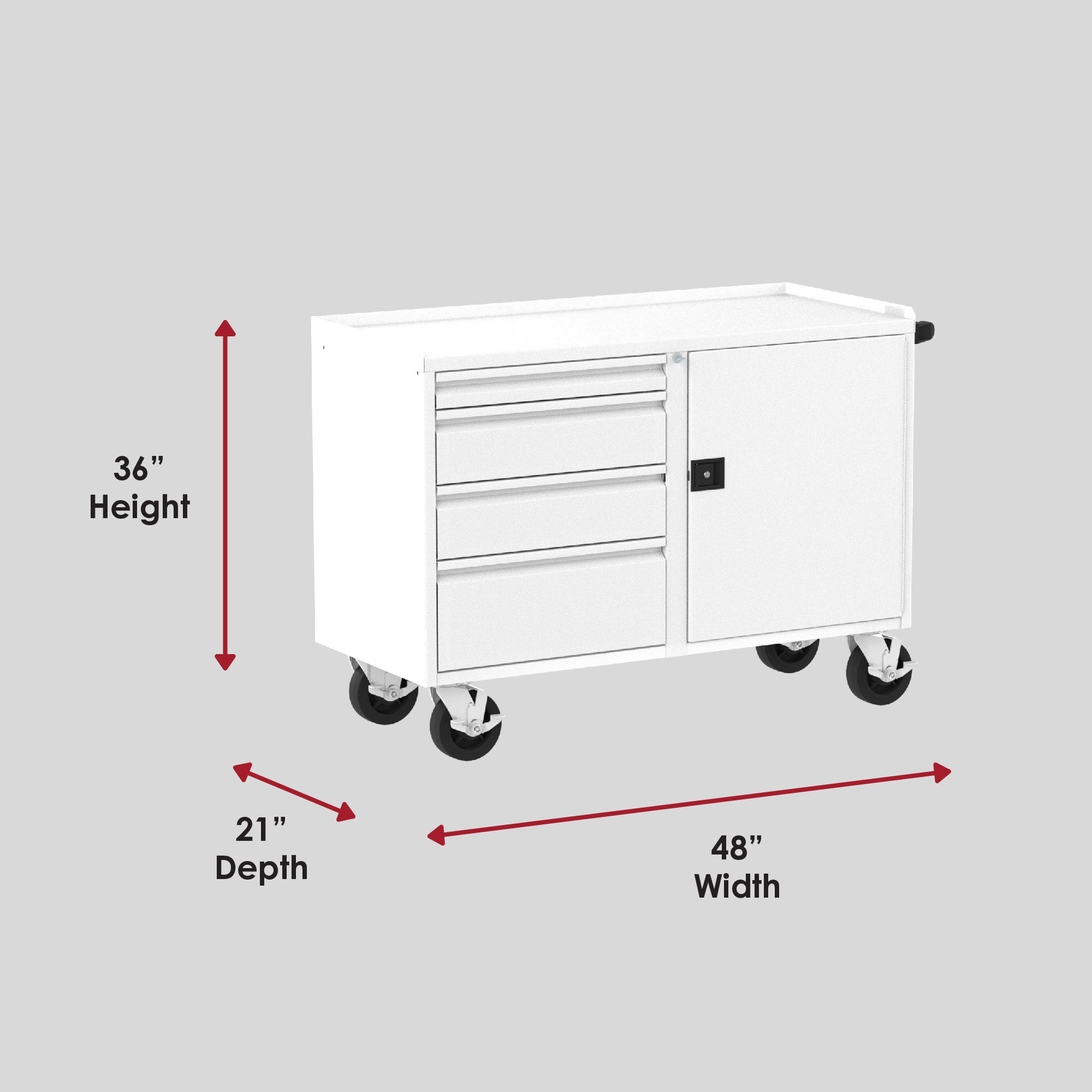 48" Workbench With Drawers | White Workbench With Drawers - Valley Craft