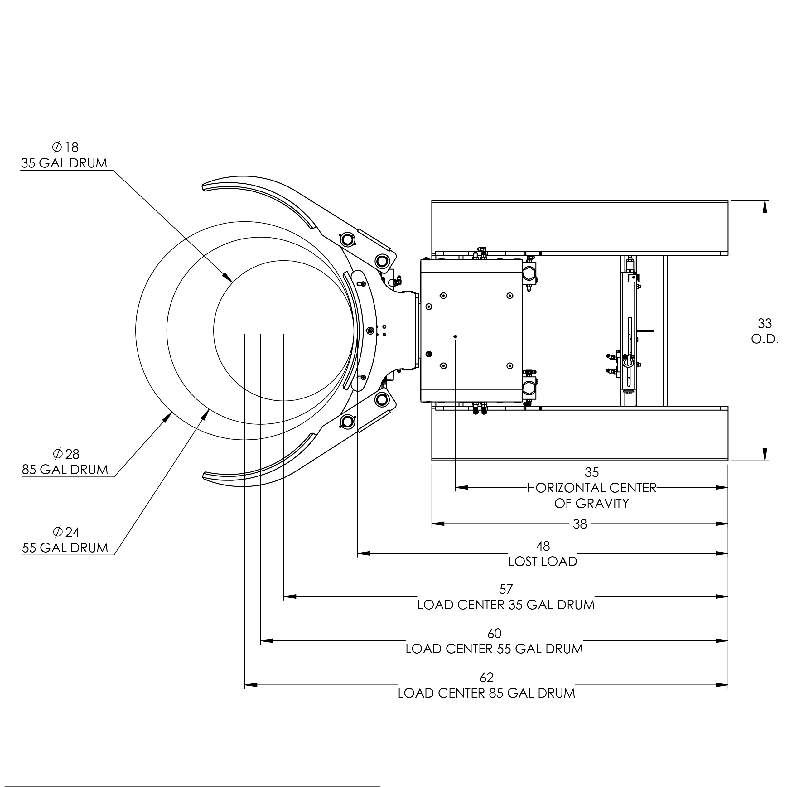Drum Clamp & Rotate Powered Forklift Attachment, Forklift Powered ...