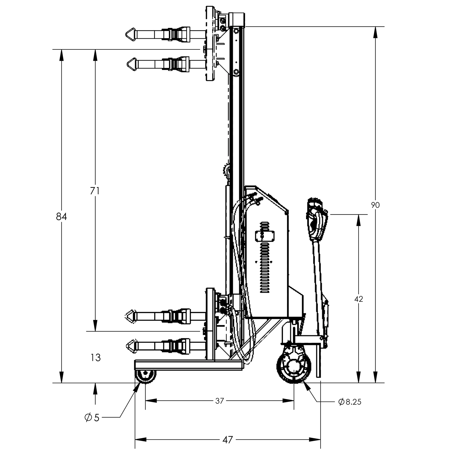 90" Fully Powered Drum Lift & Rotator, Strap, Straddle - Valley Craft