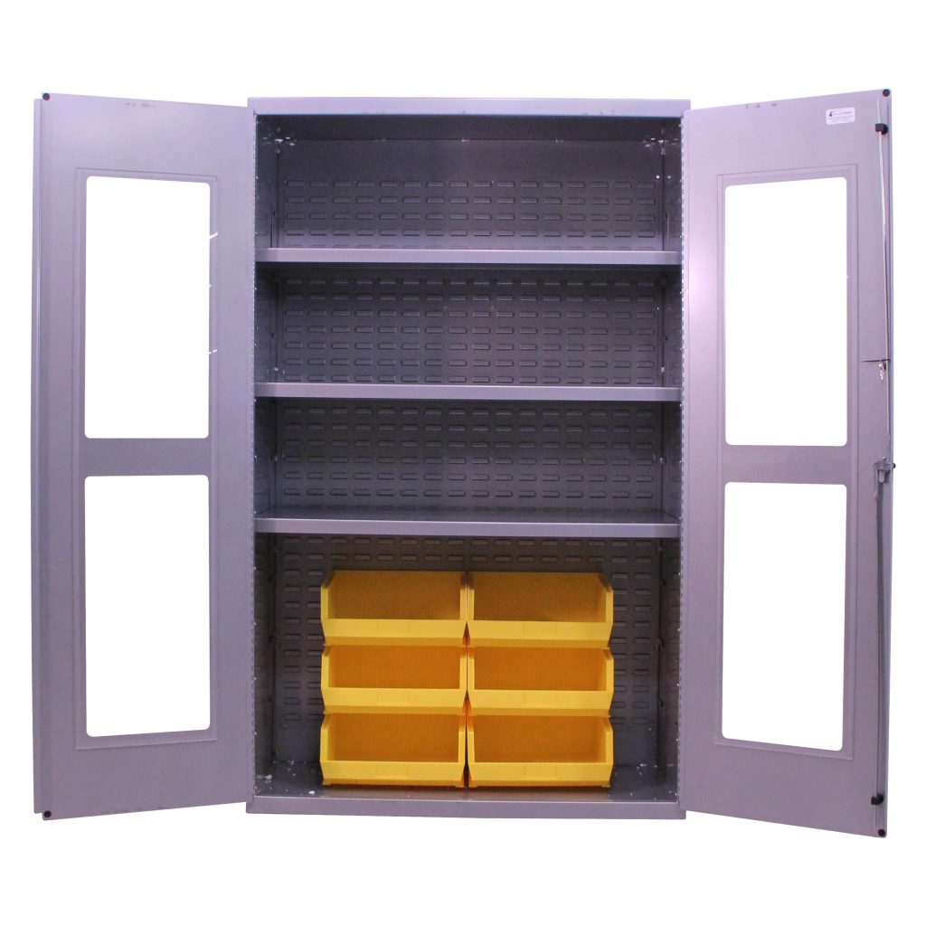 Clear-View Cabinet, Half Bins, 48x78" - Valley Craft