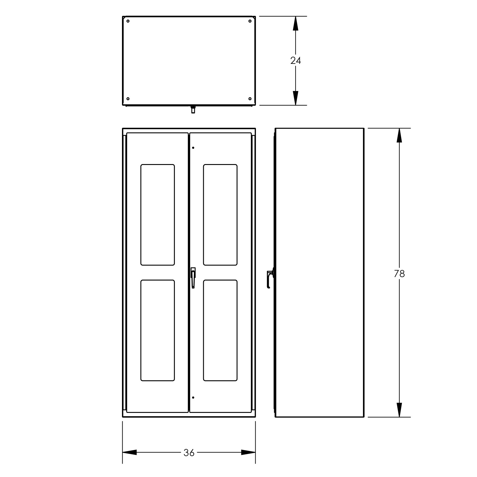 Clear-View Cabinet, Half Bins, 36x78" - Valley Craft