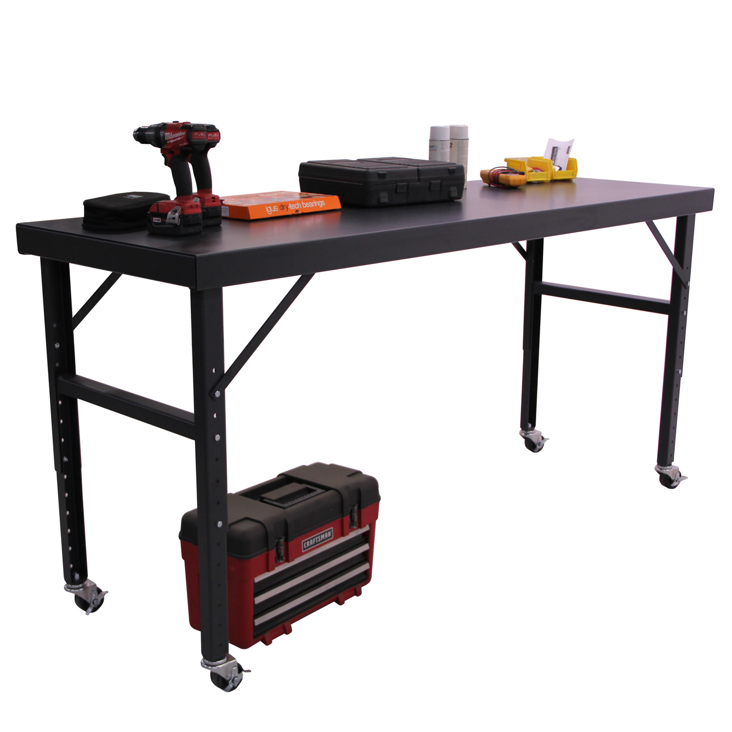 Mobile Adjustable Height Work Table, 96"W x 48"D - Valley Craft